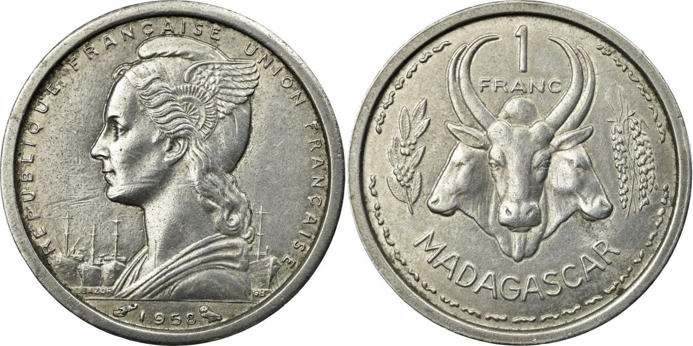 Coin, Madagascar, Franc, 1958, Paris, , Aluminum, KM:3 | African Coins