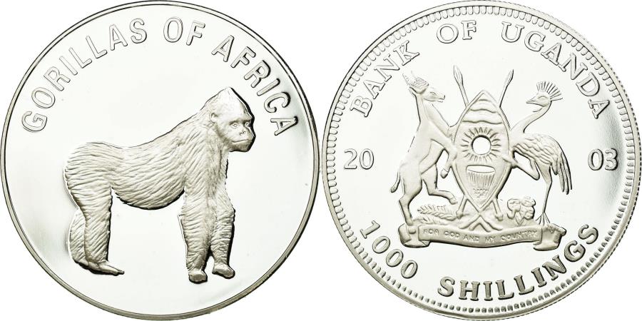 Coin, Uganda, 1000 Shillings, 2003, , Silver Plated Bronze, KM:103