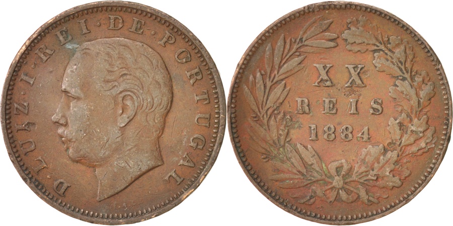 Portugal, Luiz I, 20 Reis, 1884, , Bronze, KM:527 | European Coins