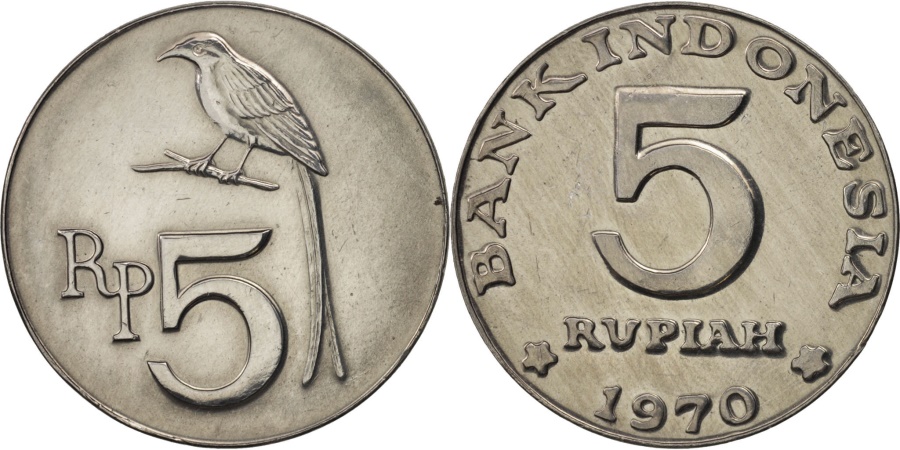Indonesia, 5 Rupiah, 1970, , Aluminum, KM:22 | Asian and Middle Eastern ...