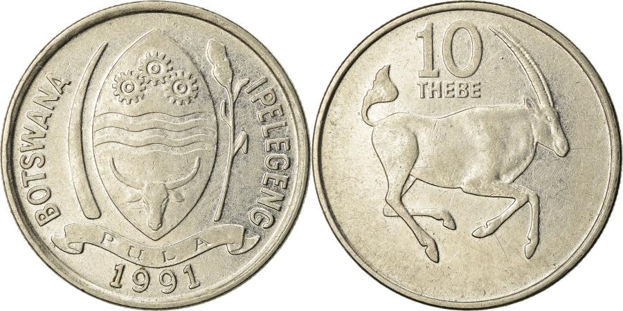 Coin, Botswana, 10 Thebe, 1991, , Nickel plated steel, KM:5a | African ...