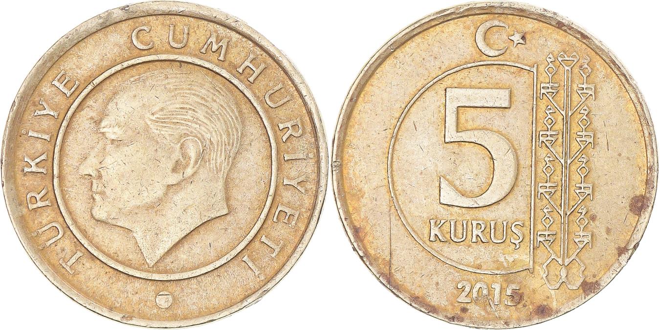 Coin, Turkey, 5 Kurus, 2015 | Asian and Middle Eastern Coins