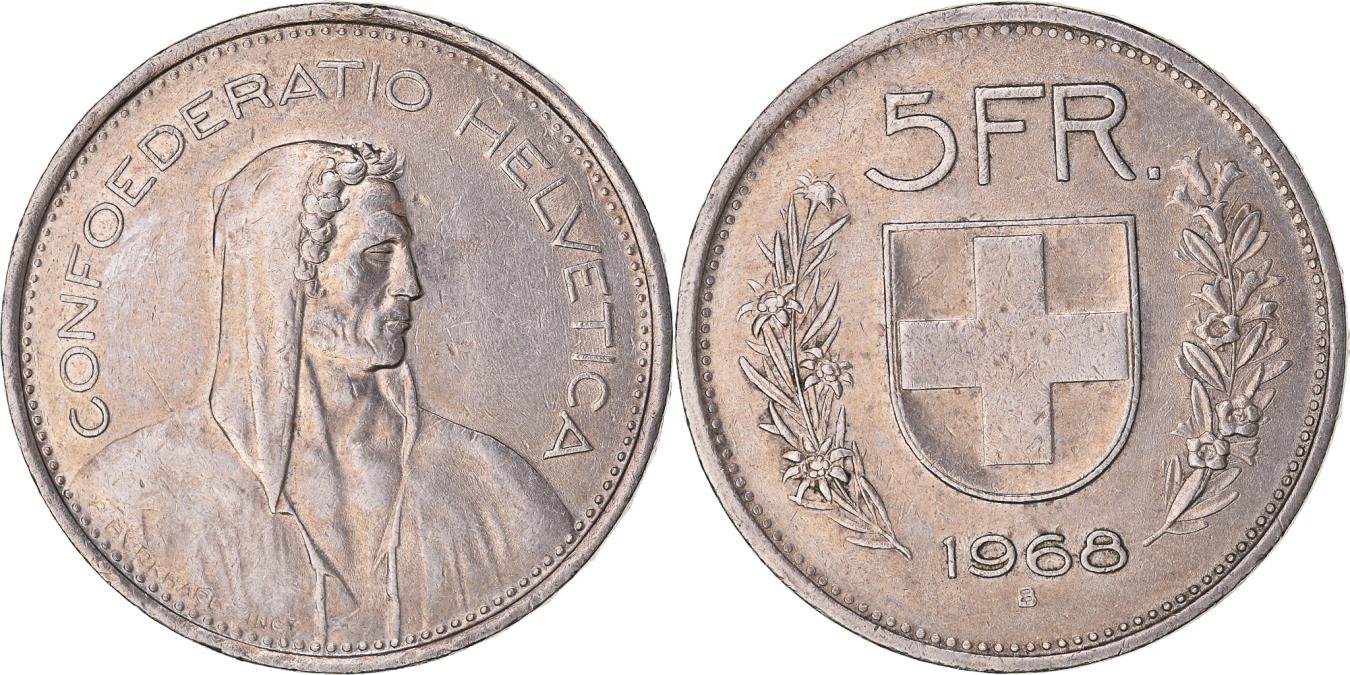 Coin, Switzerland, 5 Francs, 1968 | European Coins