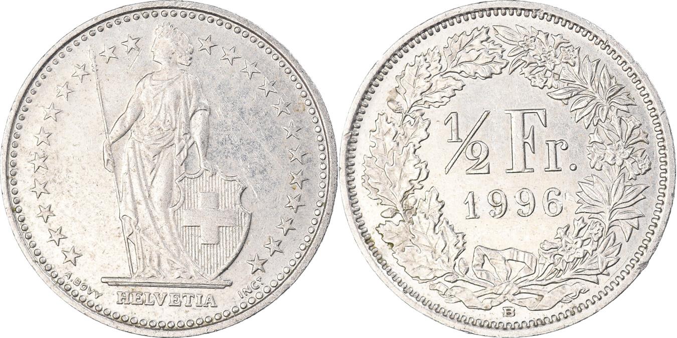 Coin, Switzerland, 1/2 Franc, 1996 | European Coins