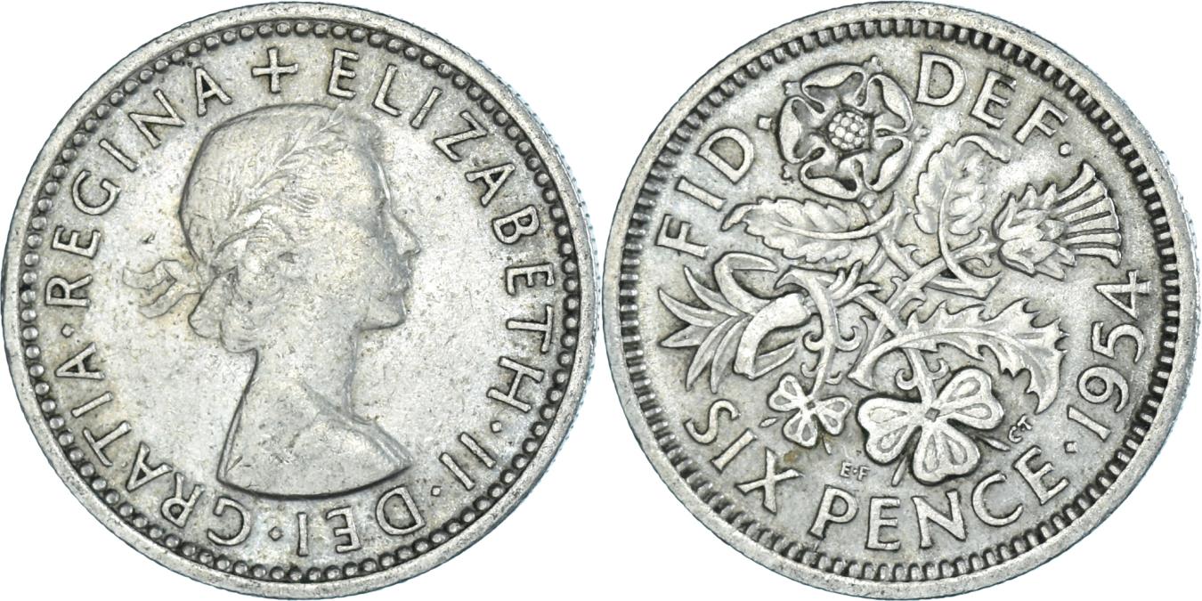 Coin, Great Britain, 6 Pence, 1954 | European Coins