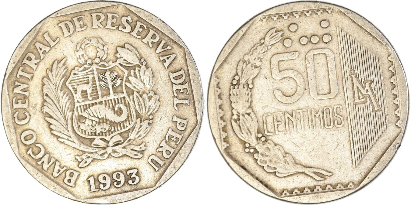 Coin, Peru, 50 Centimos, 1993 | South American Coins