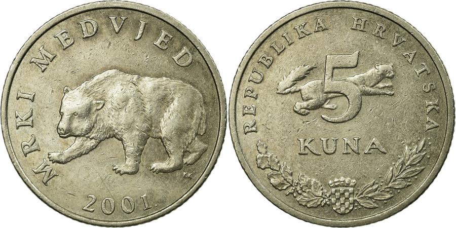 Coin, Croatia, 5 Kuna, 2001, , Copper-Nickel-Zinc, KM:11 | European Coins