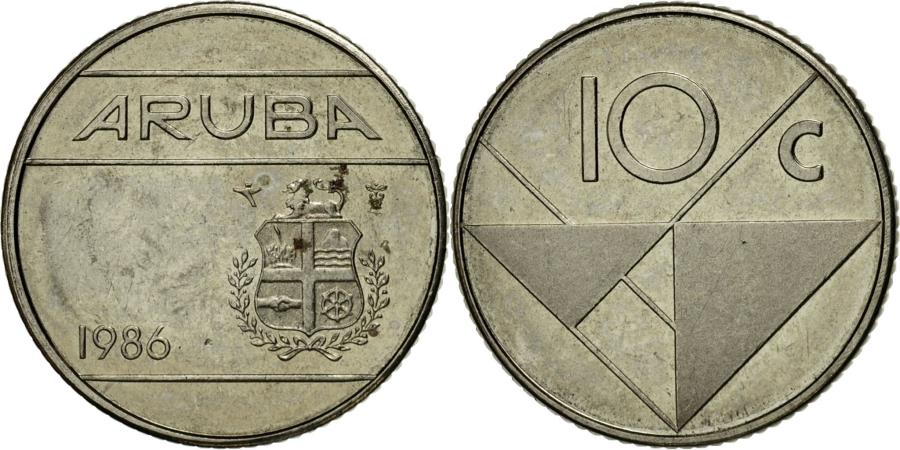 Coin, Aruba, Beatrix, 10 Cents, 1986, Utrecht, , Nickel Bonded Steel