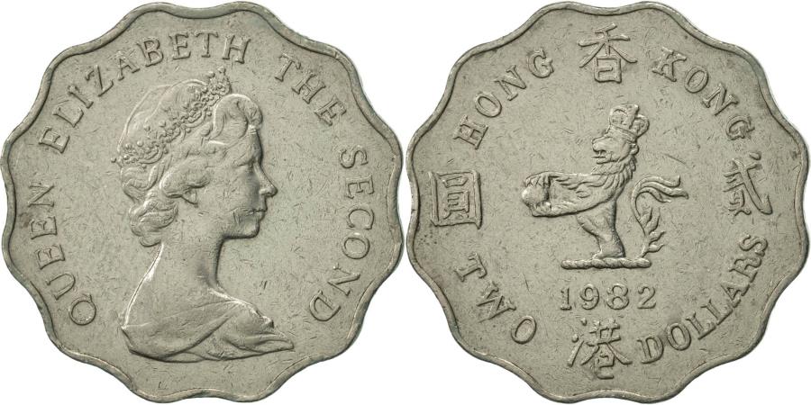 Hong Kong, Elizabeth II, 2 Dollars, 1982, , Copper-nickel, KM:37