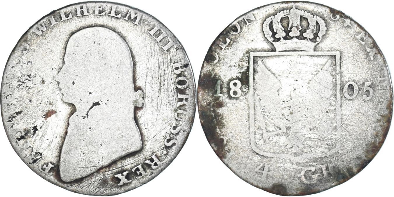 Coin, German States, PRUSSIA, Friedrich Wilhelm III, 4 Groschen, 1805,
