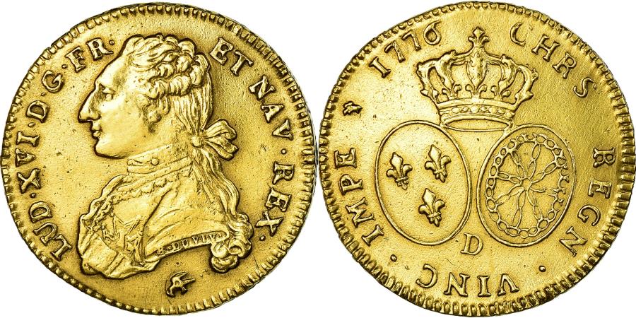Coin, France, Louis XVI, Double Louis d'or, 1776, Lyon, , Gold