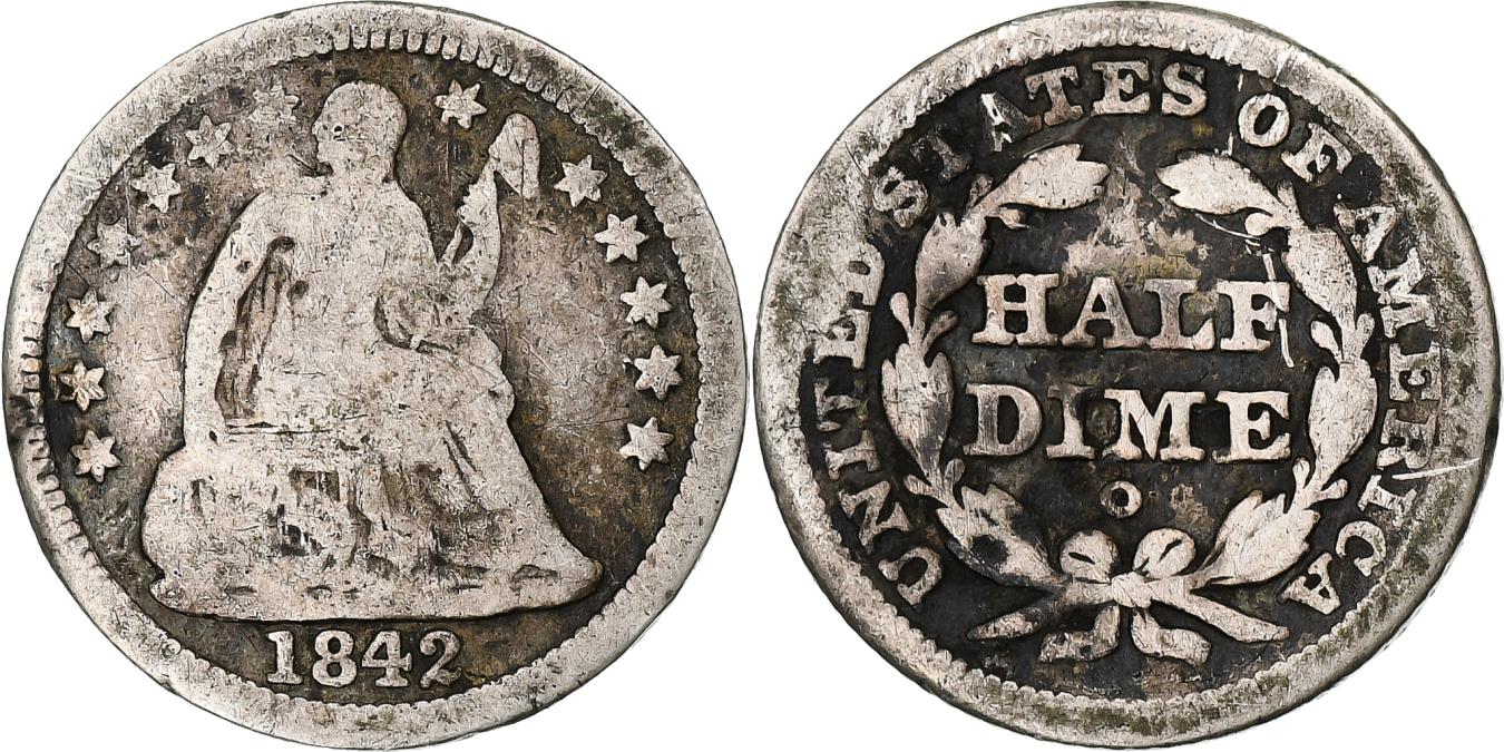 Coin, United States, Half Dime, 1842, U.S. Mint, New Orleans, , Silver