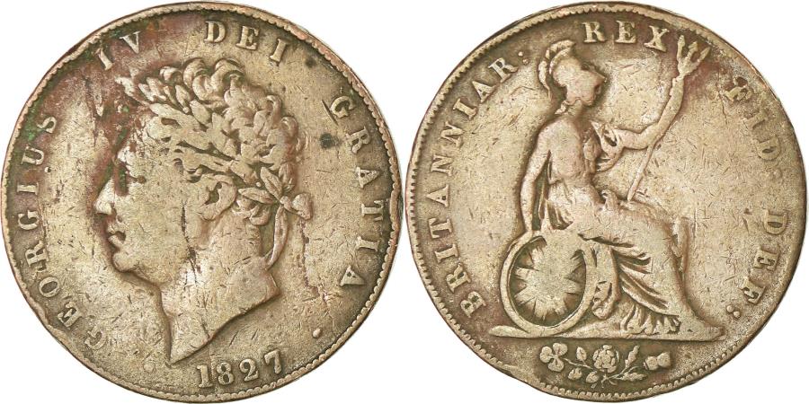 Coin, Great Britain, George IV, 1/2 Penny, 1827, , Copper, KM:692