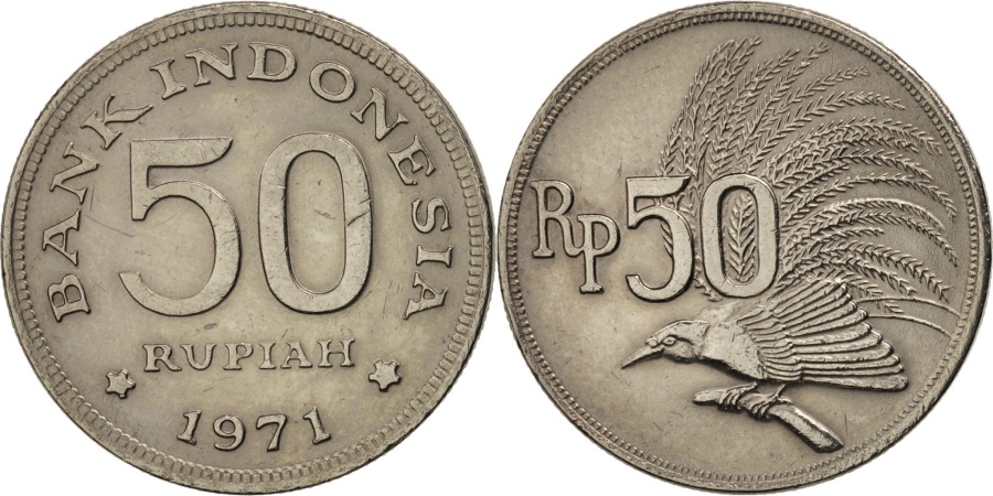 Indonesia, 50 Rupiah, 1971, , Copper-nickel, KM:35 | Asian and Middle ...