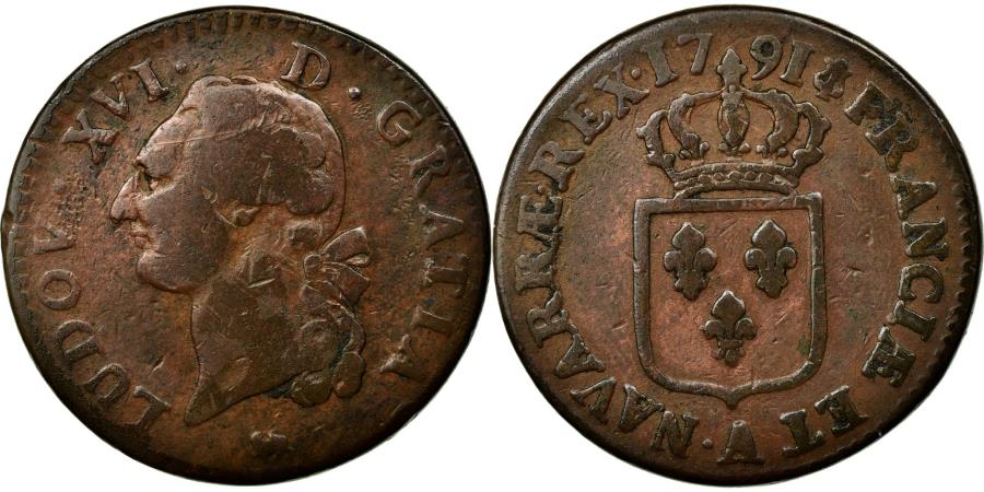 Coin, France, Louis XVI, Sol ou sou, Sol, 1791, Paris, , Copper