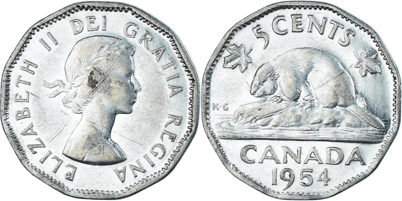 Coin, Canada, 5 Cents, 1954 | North & Central American and Caribbean Coins