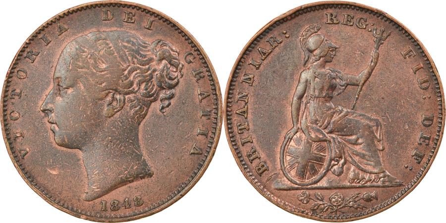 Coin, Great Britain, Victoria, Farthing, 1848, London, , Copper, KM:725