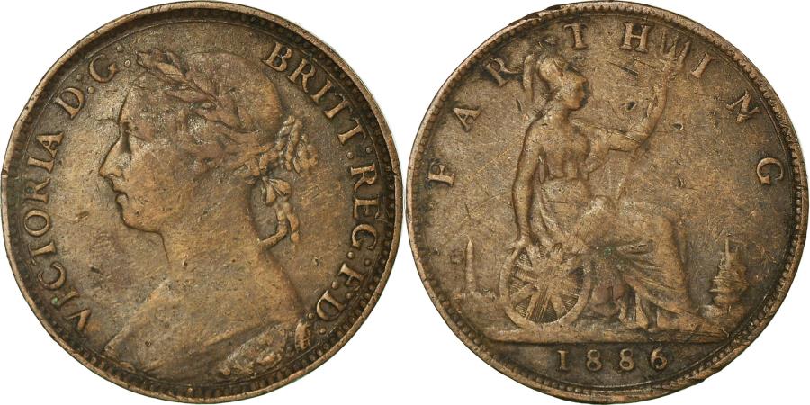 Coin, Great Britain, Victoria, Farthing, 1886, , Bronze, KM:753