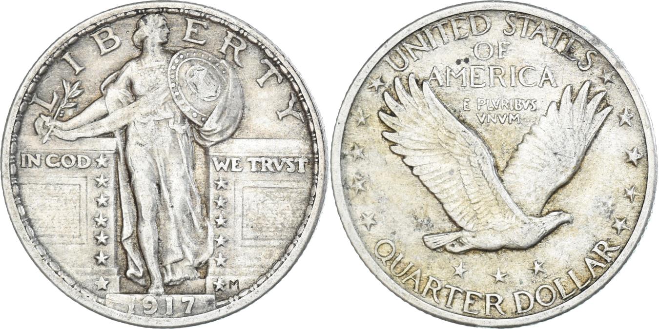 Coin, United States, Standing Liberty Quarter, Quarter, 1917, U.S. Mint