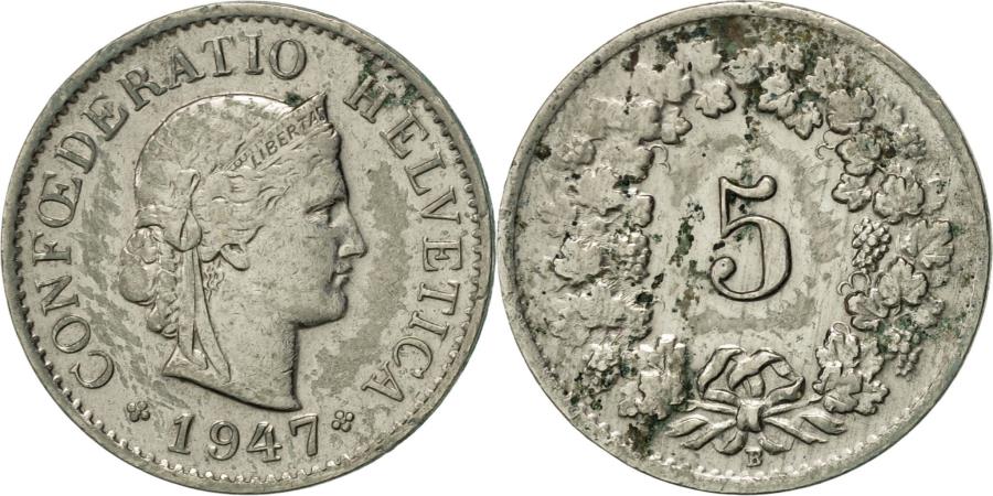 Switzerland, 5 Rappen, 1947, Bern, , Copper-nickel, KM:26 | European Coins