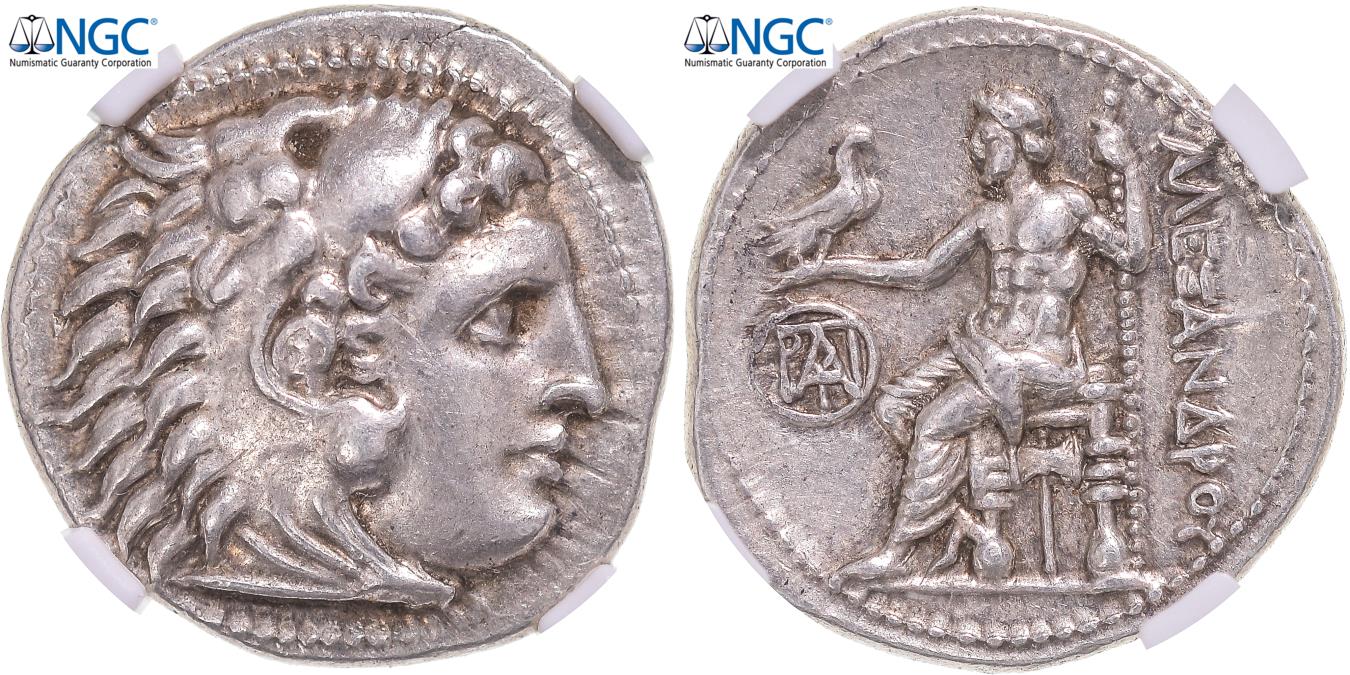 Coin, Ionia, Drachm, ca. 300-295 BC, Miletos, graded, NGC, Ch XF,