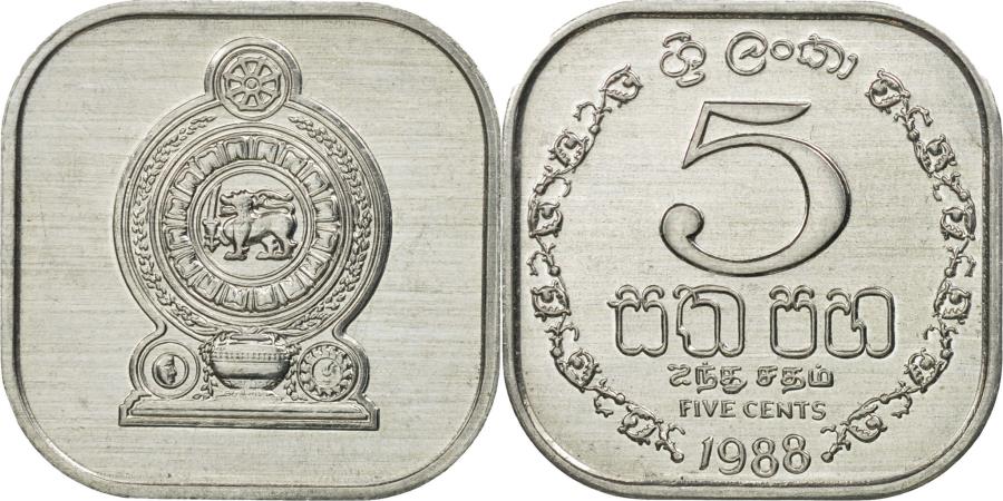 Sri Lanka, 5 Cents, 1988, , Aluminum, KM:139a | Asian and Middle ...