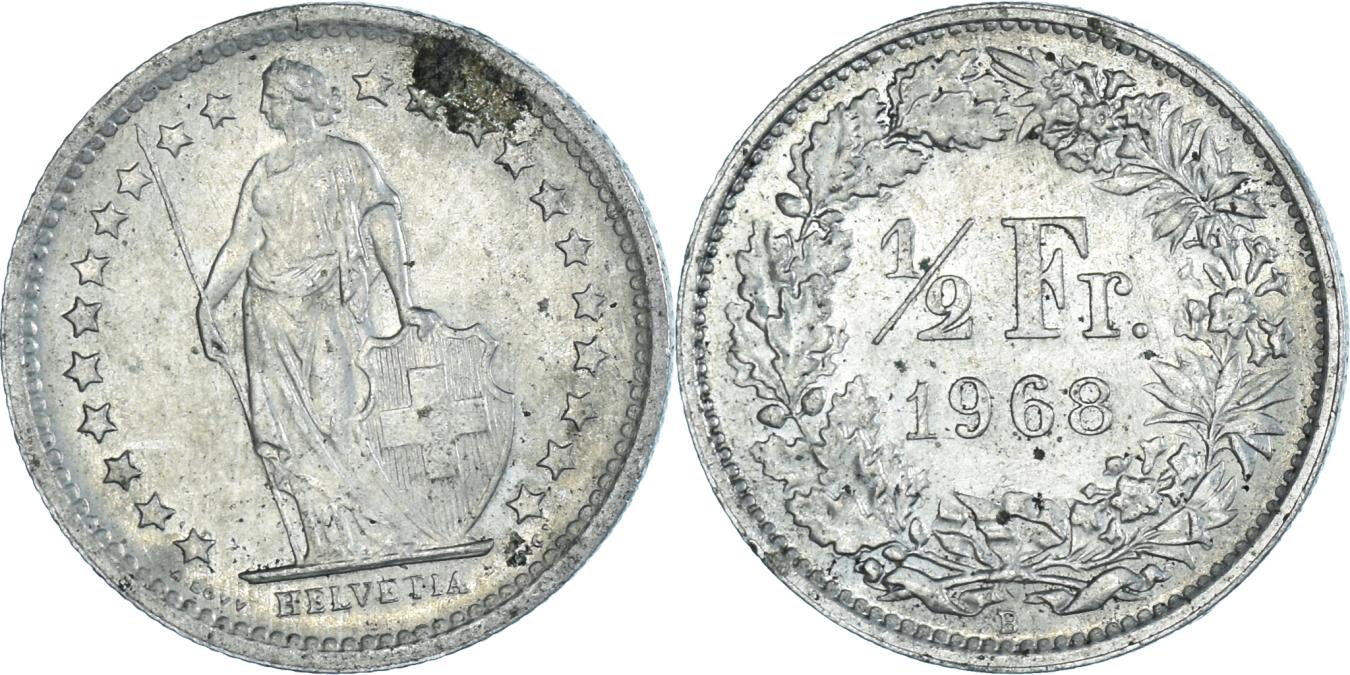 Coin, Switzerland, 1/2 Franc, 1968 | European Coins