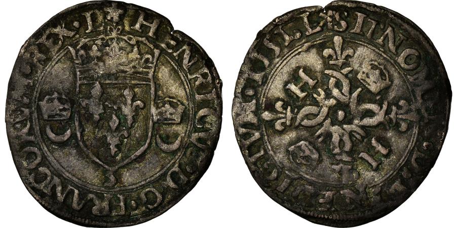 Coin, France, Douzain aux croissants, 1551, Grenoble, , Billon