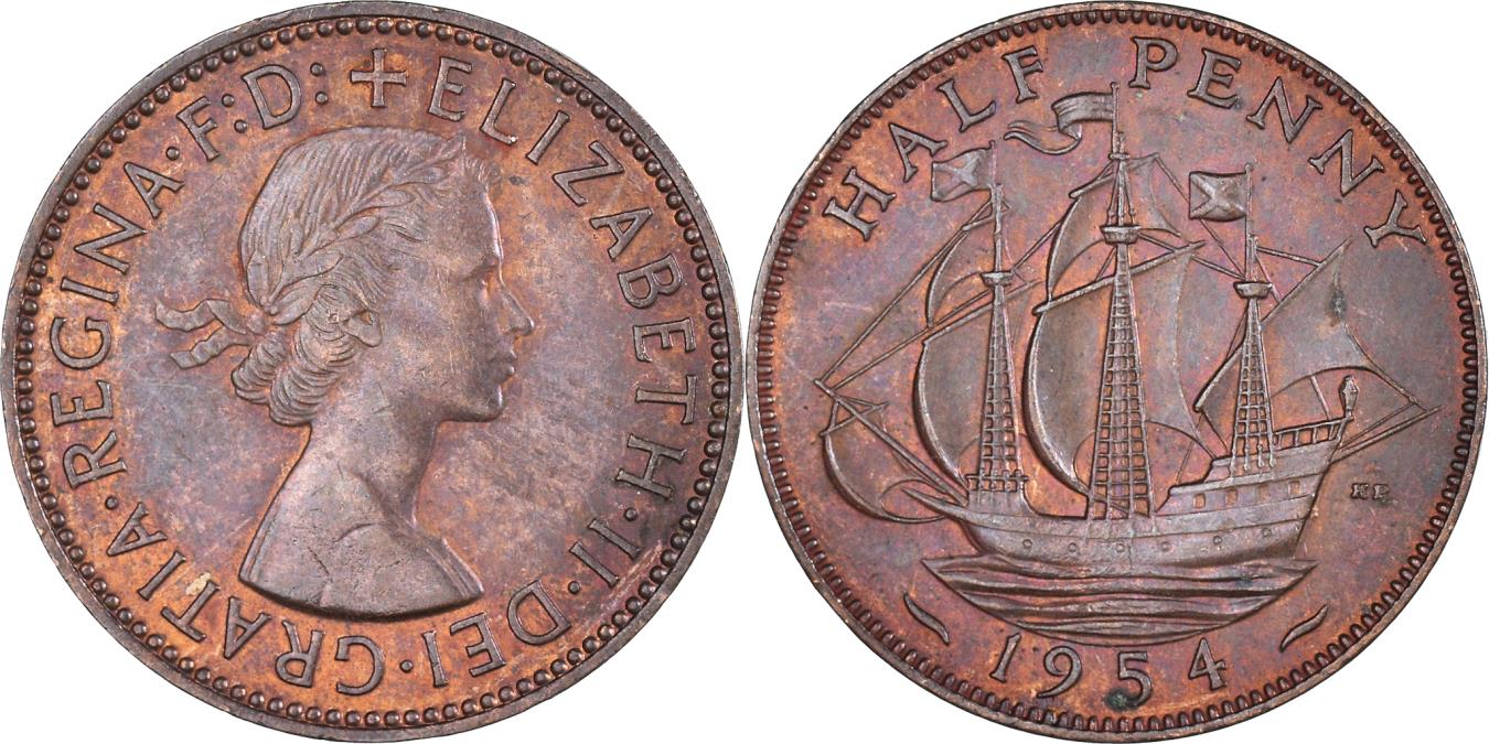 Coin, Great Britain, 1/2 Penny, 1954 | European Coins