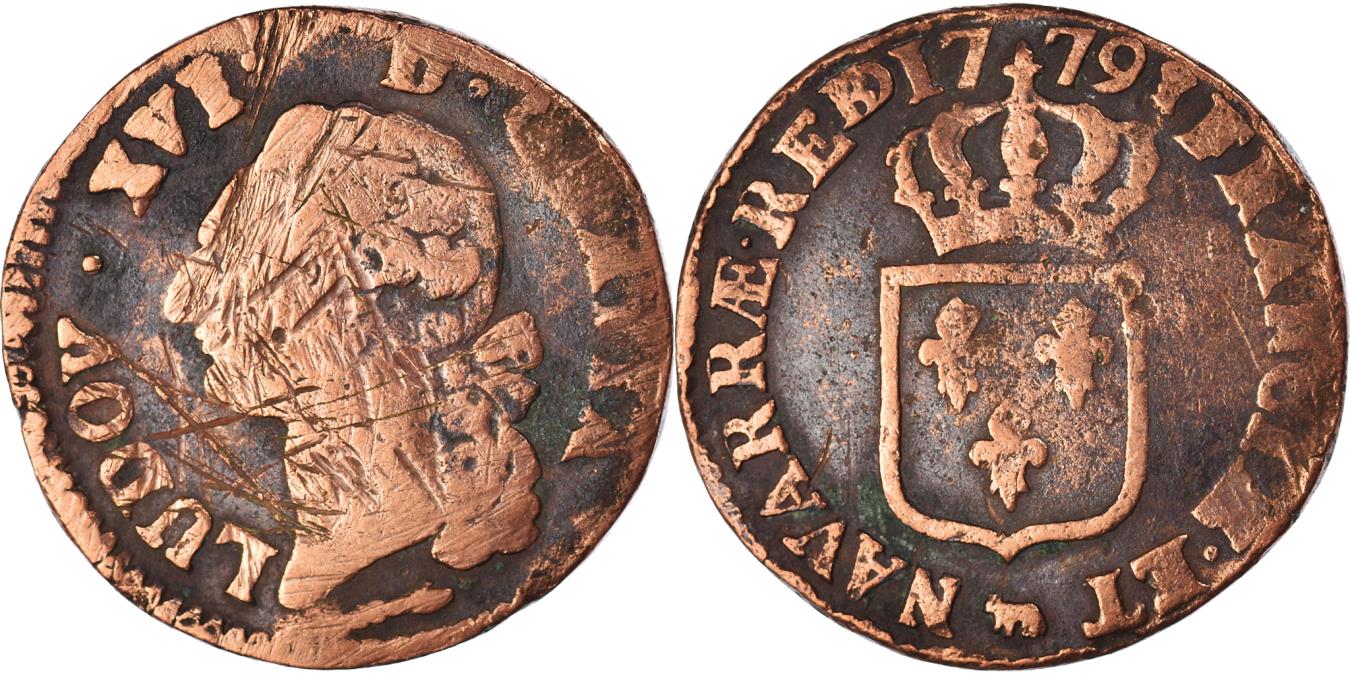 Coin, France, Louis XVI, Sol de Béarn, Sol, 1779, Pau, , Copper