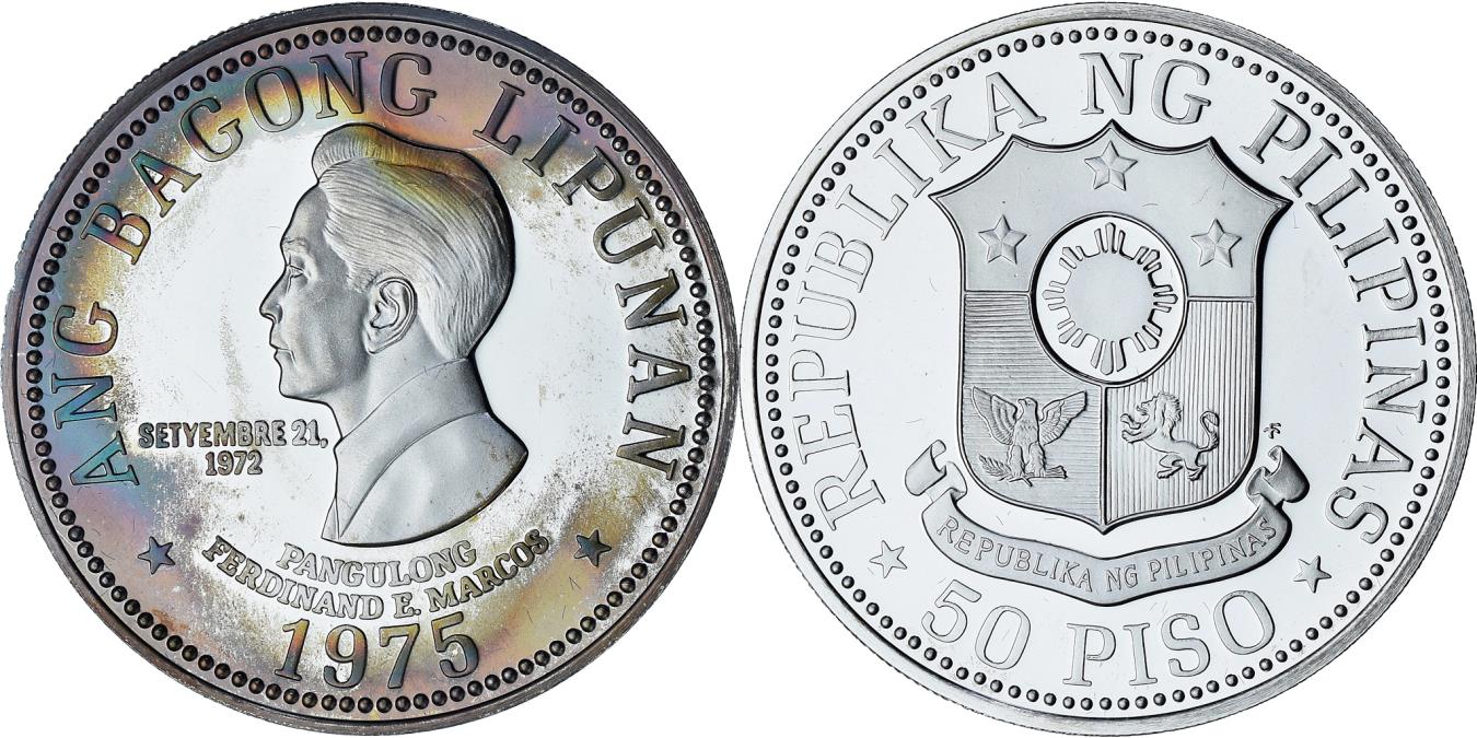 Philippines, 50 Piso, 1975, Proof, , Silver, KM:212 | Asian and Middle ...