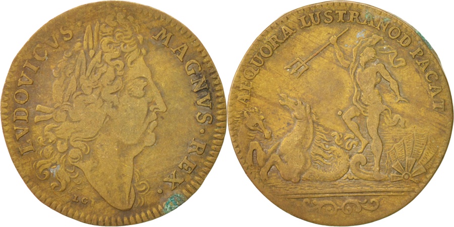 France, Royal, Louis XIV, Royal galley, 27mm, Token | Tokens & Medals