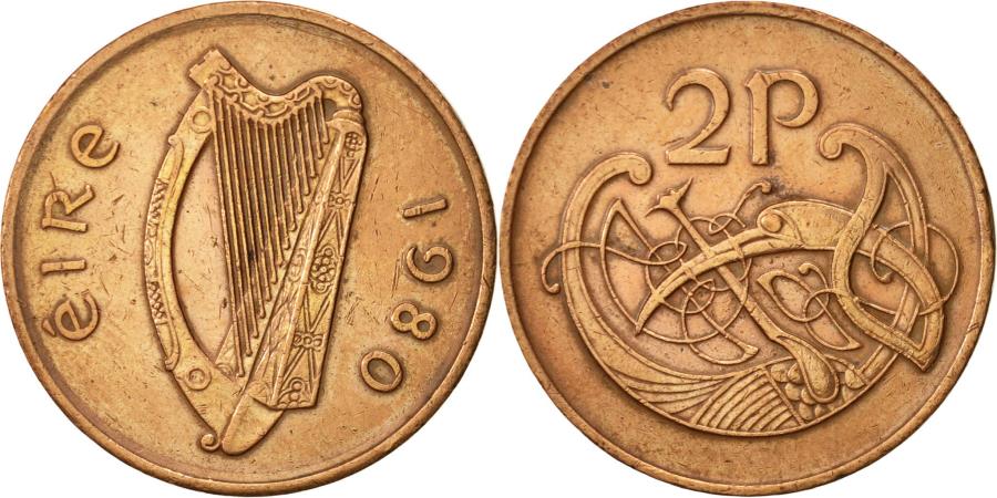 IRELAND REPUBLIC, 2 Pence, 1980, , Bronze, KM:21 | European Coins