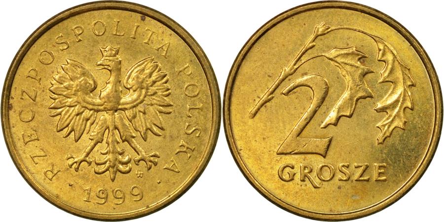 Coin, Poland, 2 Grosze, 1999, Warsaw, , Brass, KM:277 | European Coins