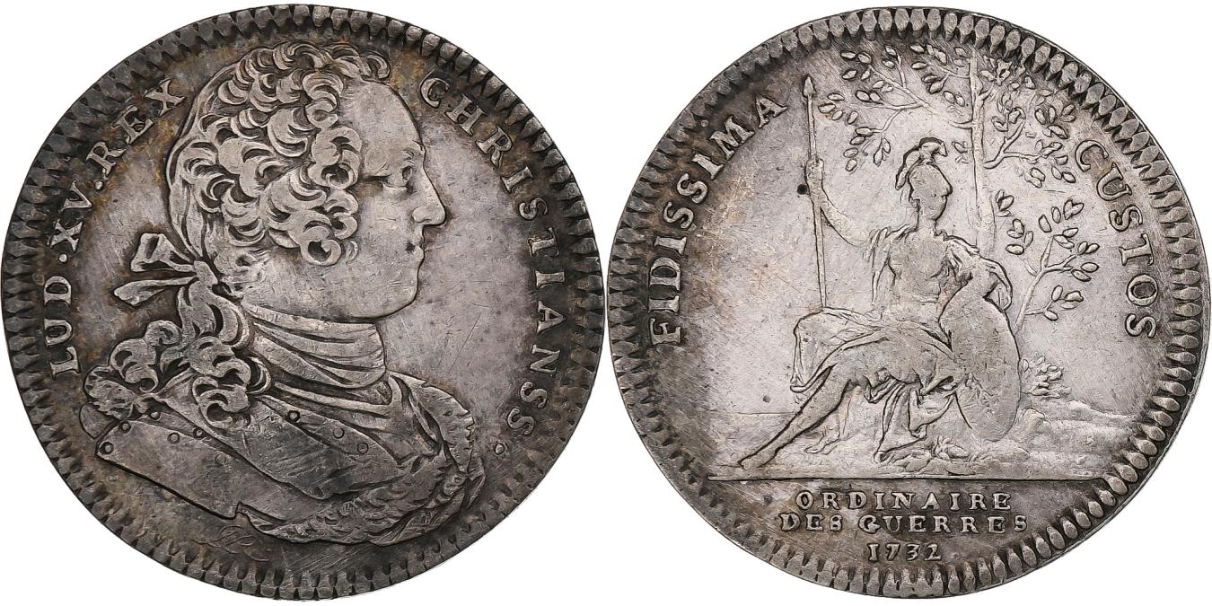 France, Token, Louis XV, 1732, Silver, Ordinaire des Guerres,