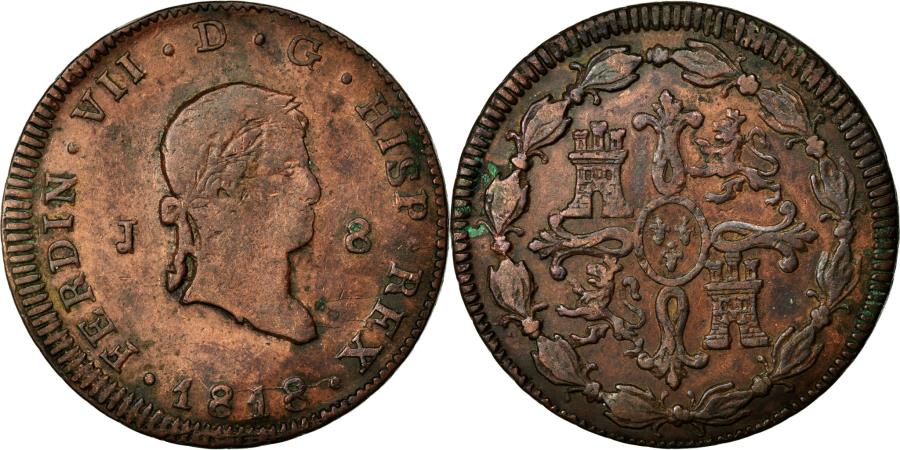 Coin, Spain, Ferdinand VII, 8 Maravedis, 1818, Jubia, , Copper, KM:491