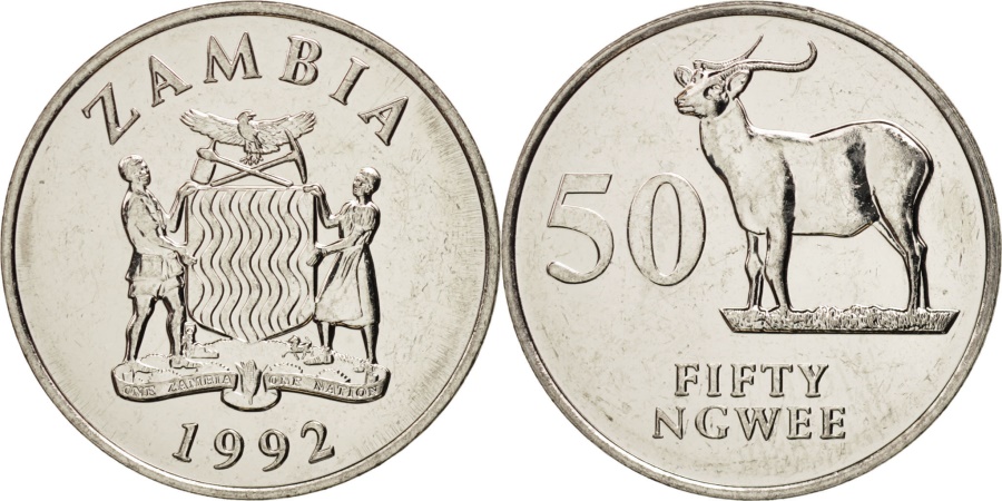 Zambia, 50 Ngwee, 1992, Nickel plated steel, KM:30 | African Coins