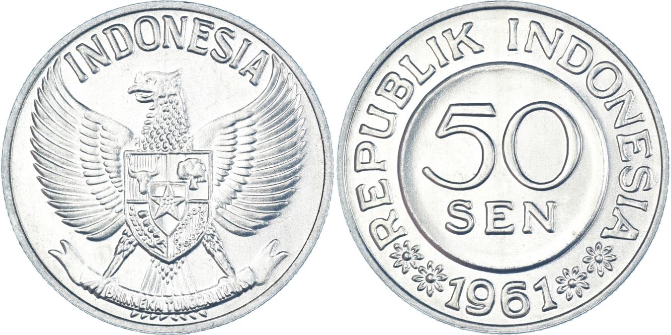 Coin, Indonesia, 50 Sen, 1961 | Asian and Middle Eastern Coins