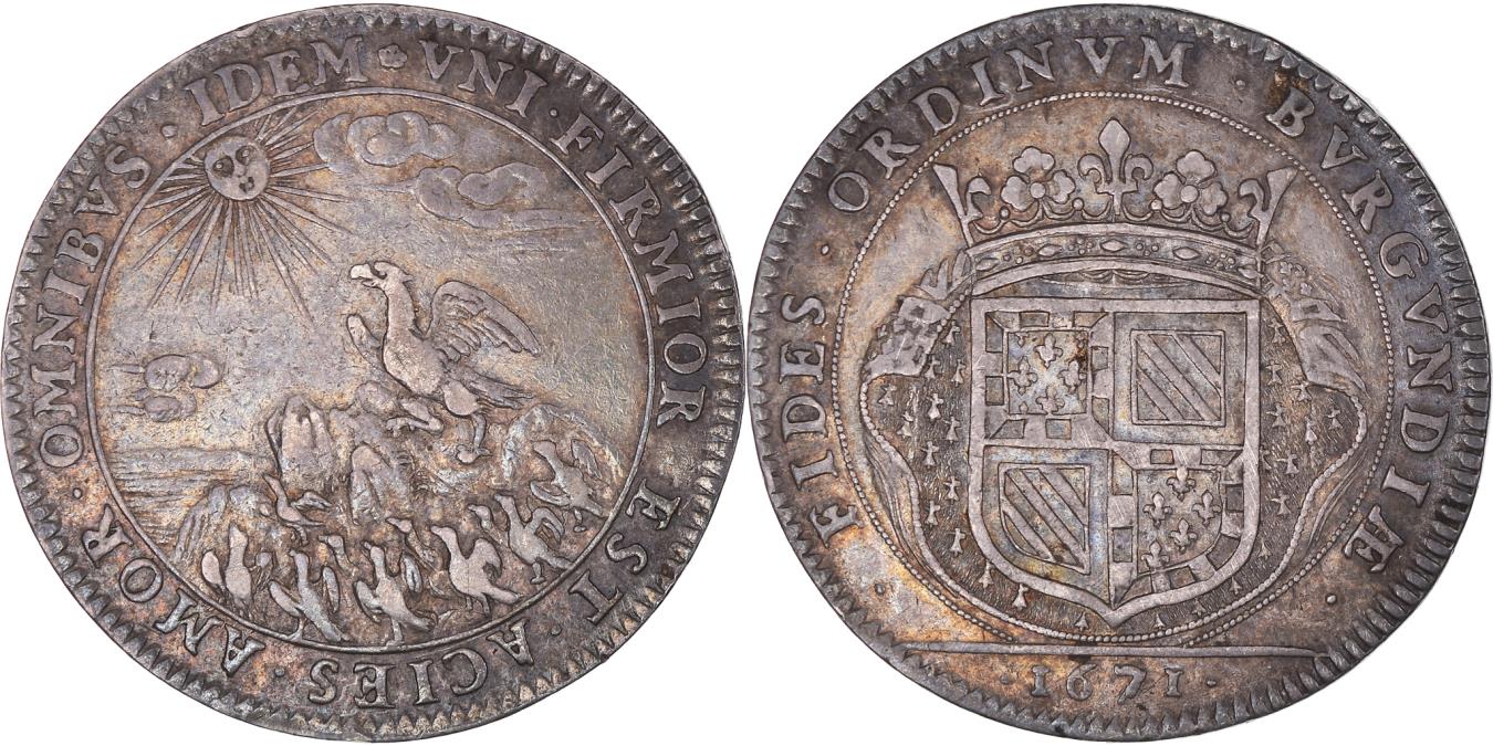 France, Token, Louis XIV, Etats de Bourgogne, History, 1671, , Silver