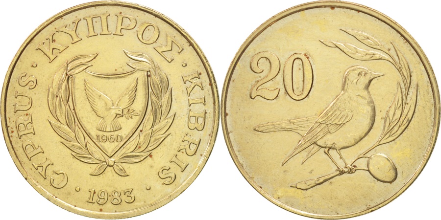 Cyprus, 20 Cents, 1983, , Nickel-brass, KM:57.1 | European Coins