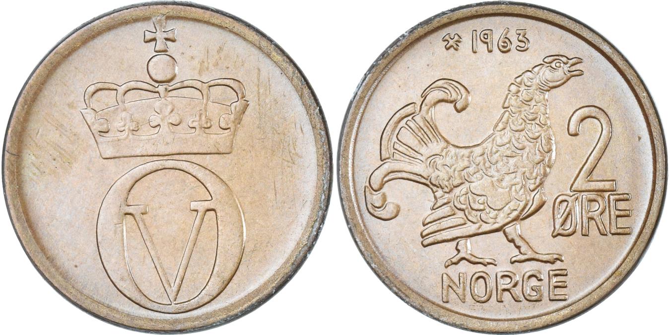 Coin, Norway, 2 Öre, 1963 | European Coins