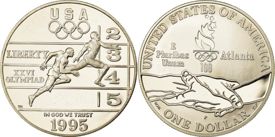 Coin, United States, Atlanta, Dollar, 1995, U.S. Mint, Philadelphia,