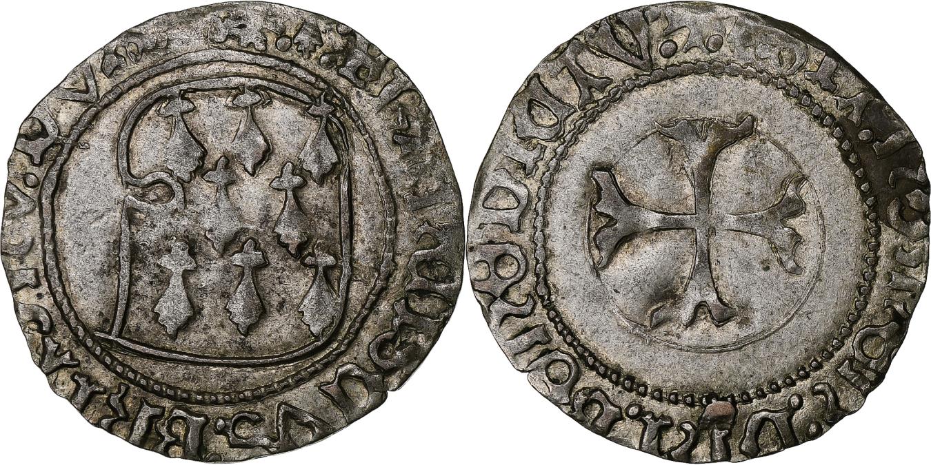 Duchy of Brittany, François II, Blanc à la targe, 1484-1488, Rennes, Billon