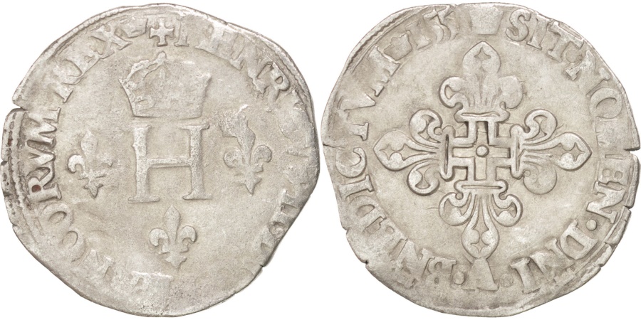 Henry II (1547-1559), Demi-gros de Nesle, 1551, Paris, Sombart 4458