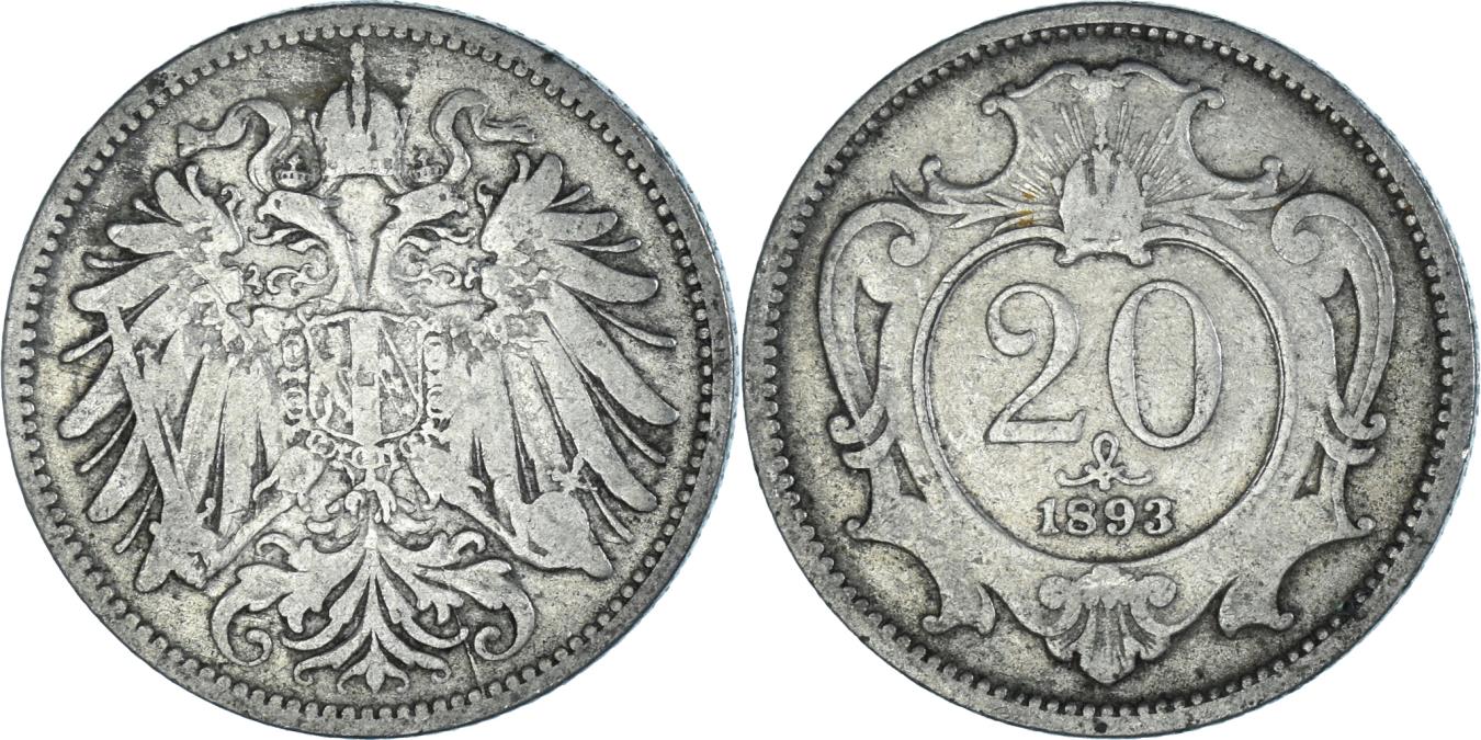 Coin, Austria, 20 Heller, 1893 | European Coins