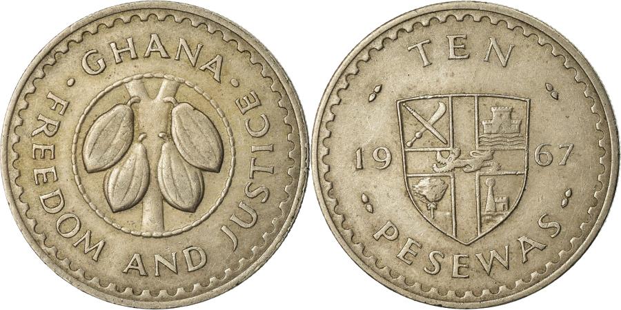 Coin, Ghana, 10 Pesewas, 1967, , Copper-nickel, KM:16 | African Coins