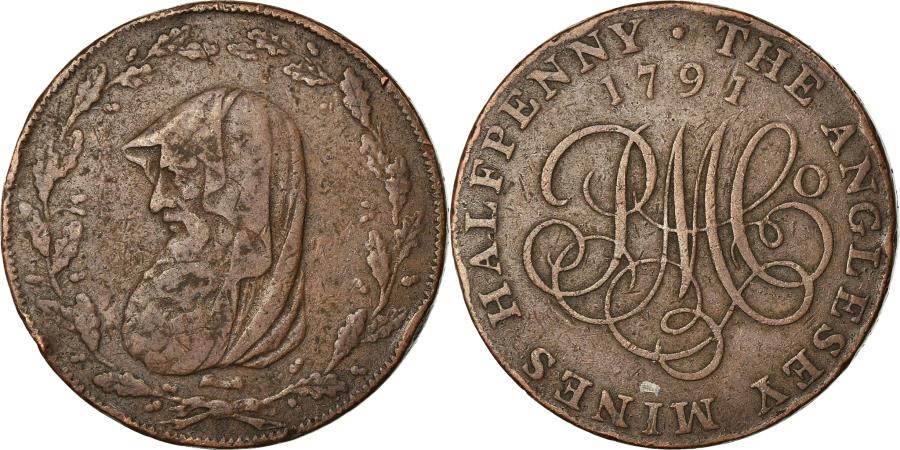 United Kingdom , Halfpenny Token, Anglesey Mines, 1791, , Copper