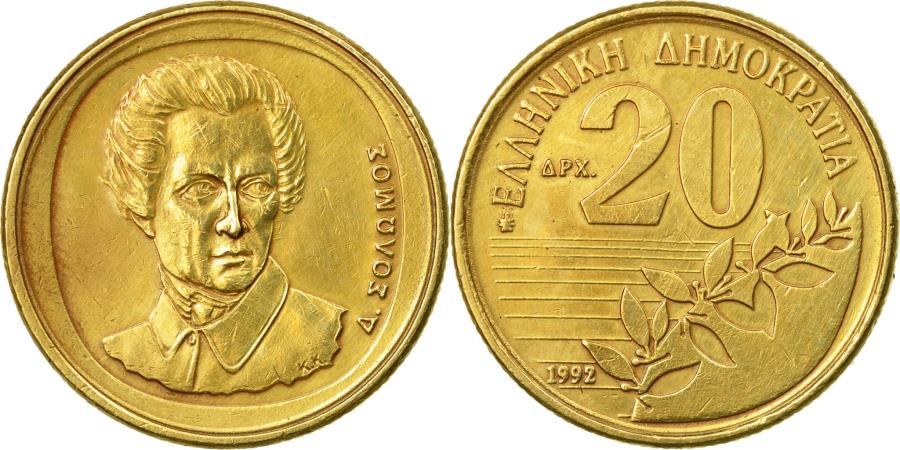 Coin, Greece, 20 Drachmes, 1992, , Aluminum-Bronze, KM:154 | European Coins