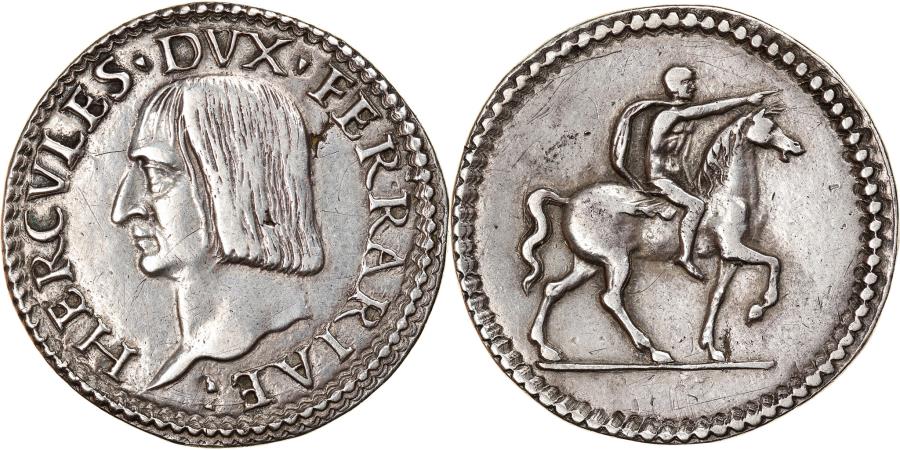 Coin, ITALIAN STATES, Ercole I d'Este, Teston, 1502-1504, Ferrara, Very ...