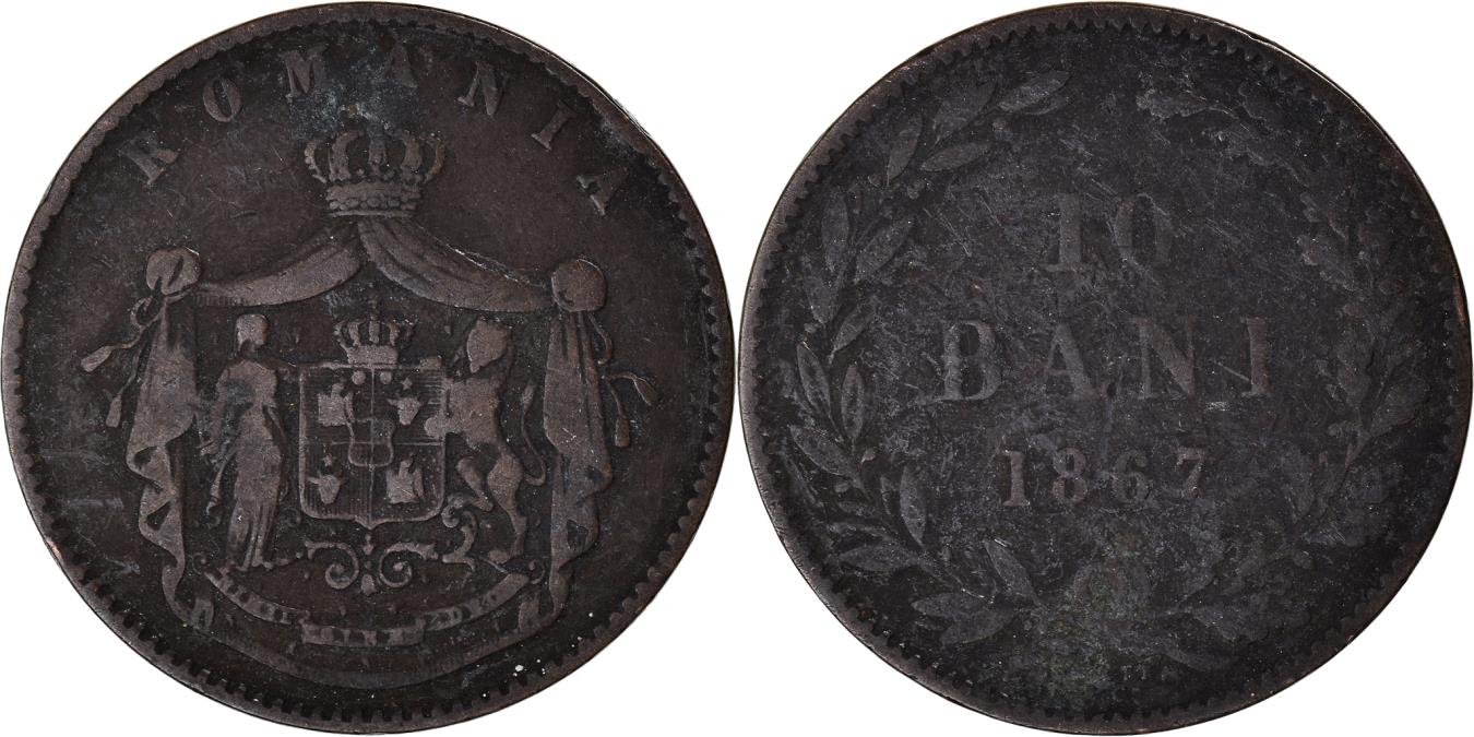 Coin, Romania, 10 Bani, 1867 | European Coins